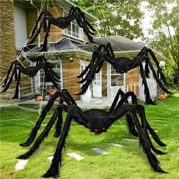 Holiday | 4 Packs Halloween Outdoor Decorations Spider Set Scary Large ...